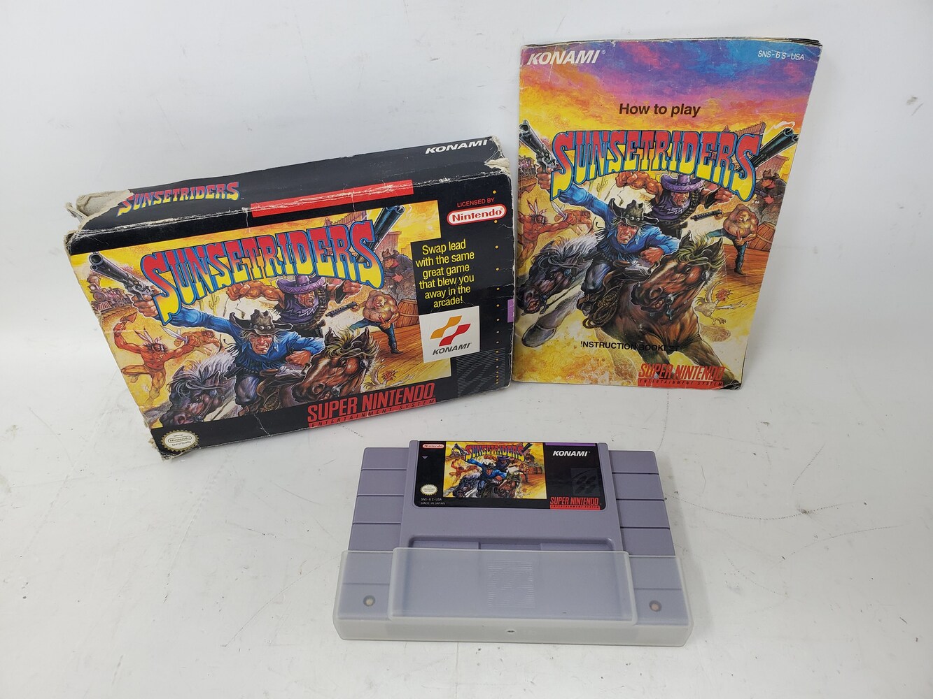 Nintendo Sunset Riders SNES Video Game w/ Box & Manual | Money and More