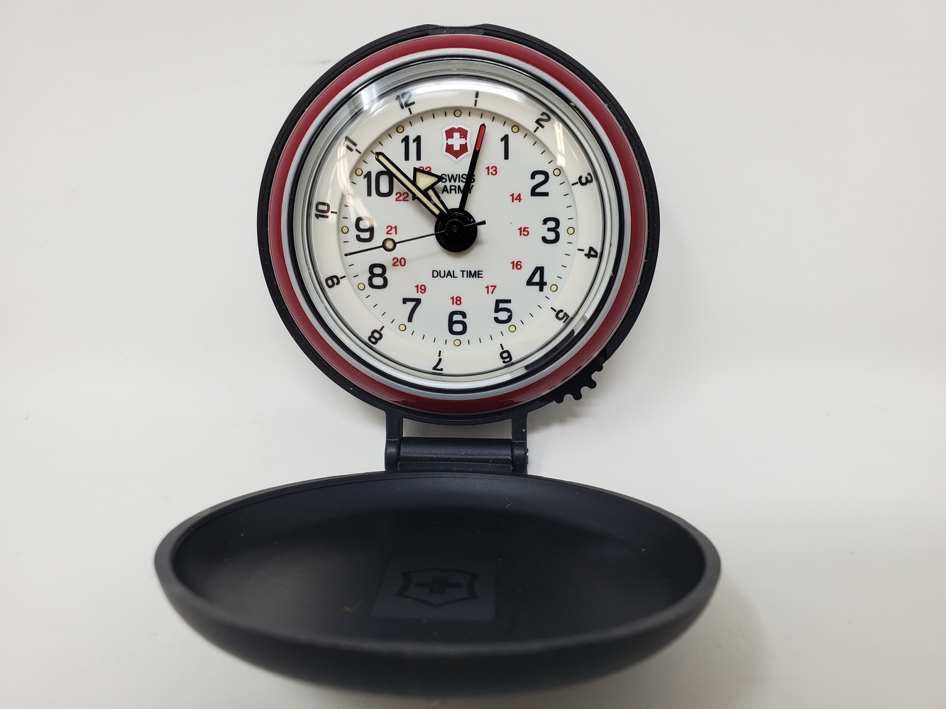 VIOXX Swiss Army VICTORINOX Dual Time Travel Alarm Desk Pocket Clock ...