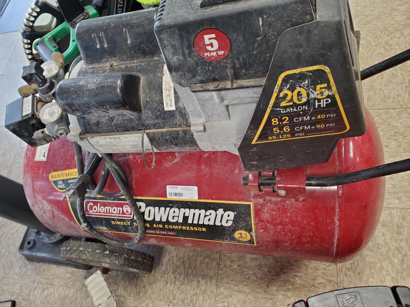 Coleman Powermate 20 Gal Direct Drive Air Compressor 8-194163-01 ...